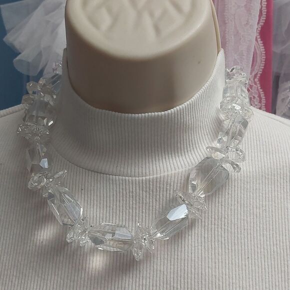 Vintage | Jewelry | Vintage Icy Glass Chunky Bead Statement Necklace ...